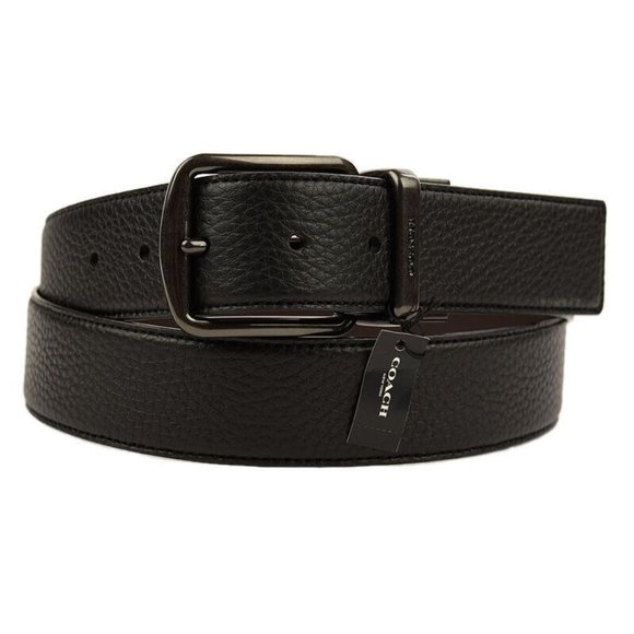 Coach | Accessories | Coach Mens Black Mahogany Reversible Cut To Size ...